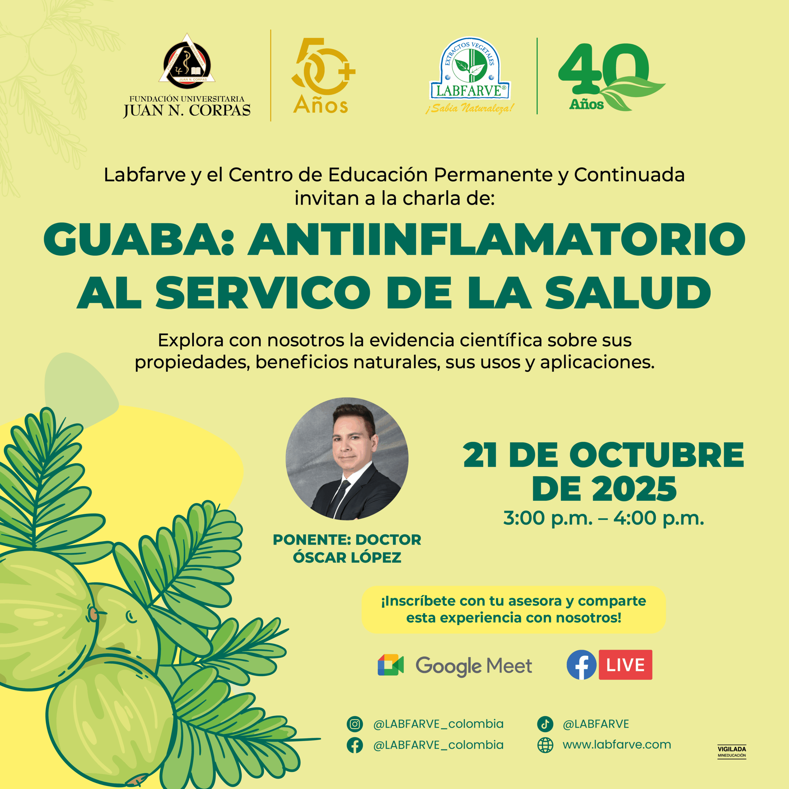 Charla de LABFARVE: Guaba, antiinflamatorio al servicio de la salud ...